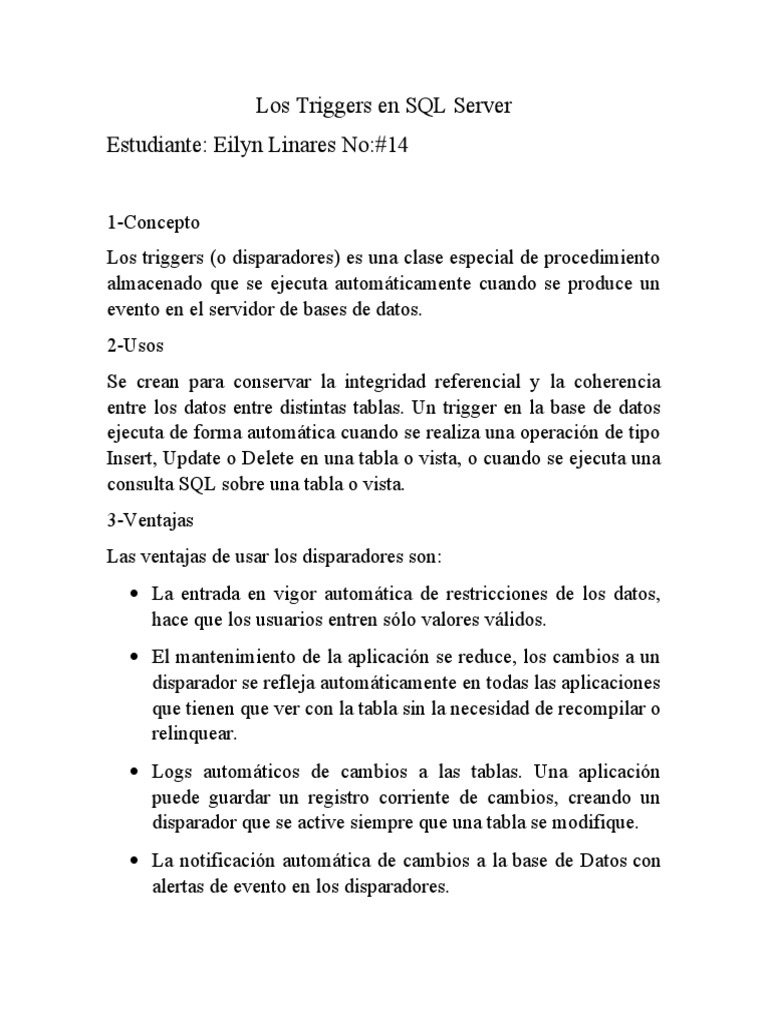 Introducción a los Triggers en SQL Server: Conceptos, Usos, Ventajas y ...