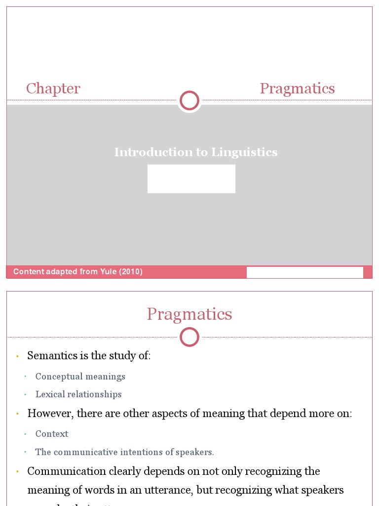 Pragmatics: Introduction To Linguistics LANE 321 | PDF | Language Arts ...