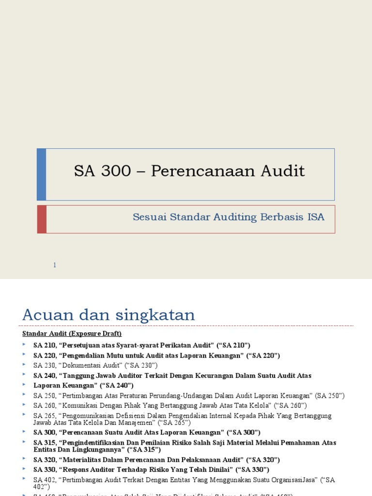 SA 300 Perencanaan Audit | PDF | Pengelolaan Keuangan & Uang