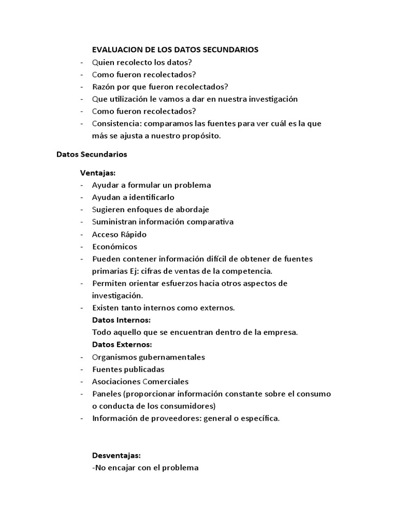 Comparacion de Datos Primarios y Secundarios | PDF | Crecimiento ...