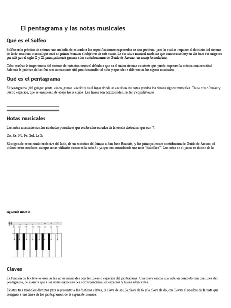 Introducción al Solfeo y Pentagrama | PDF | Clave | Notación musical