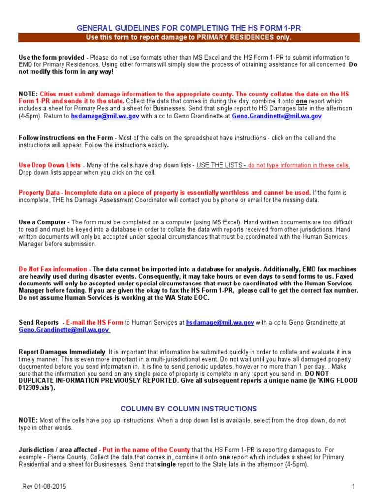 Initial Damage Assessment Form | PDF