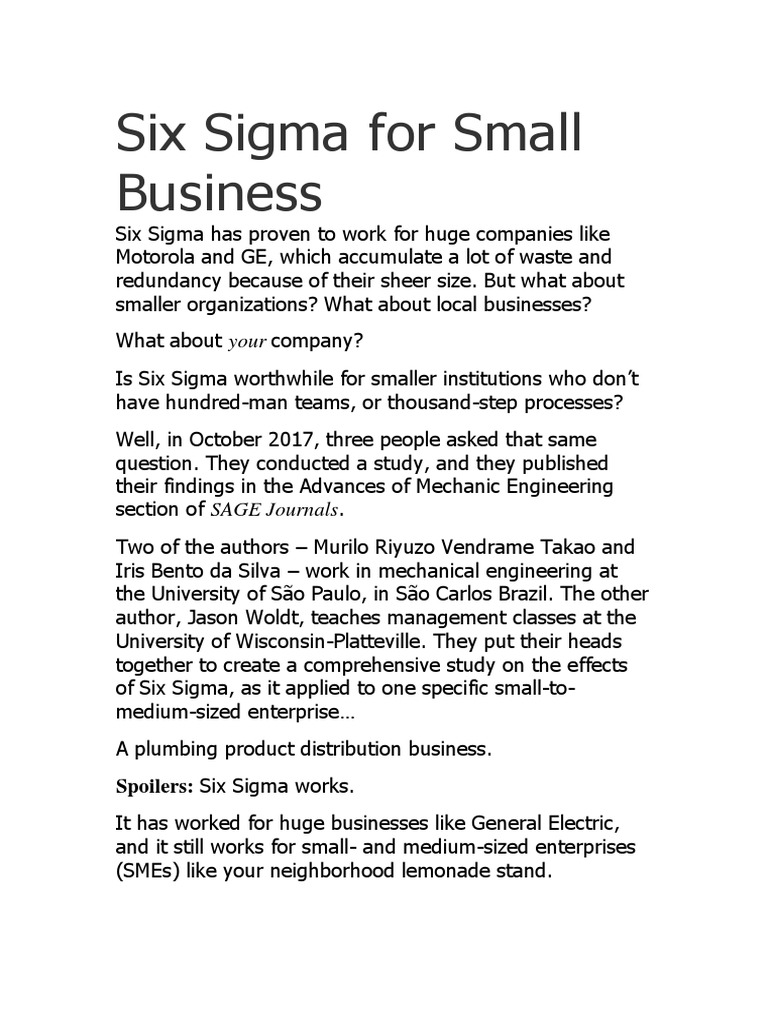 6sigma PDF | PDF | Six Sigma | Business