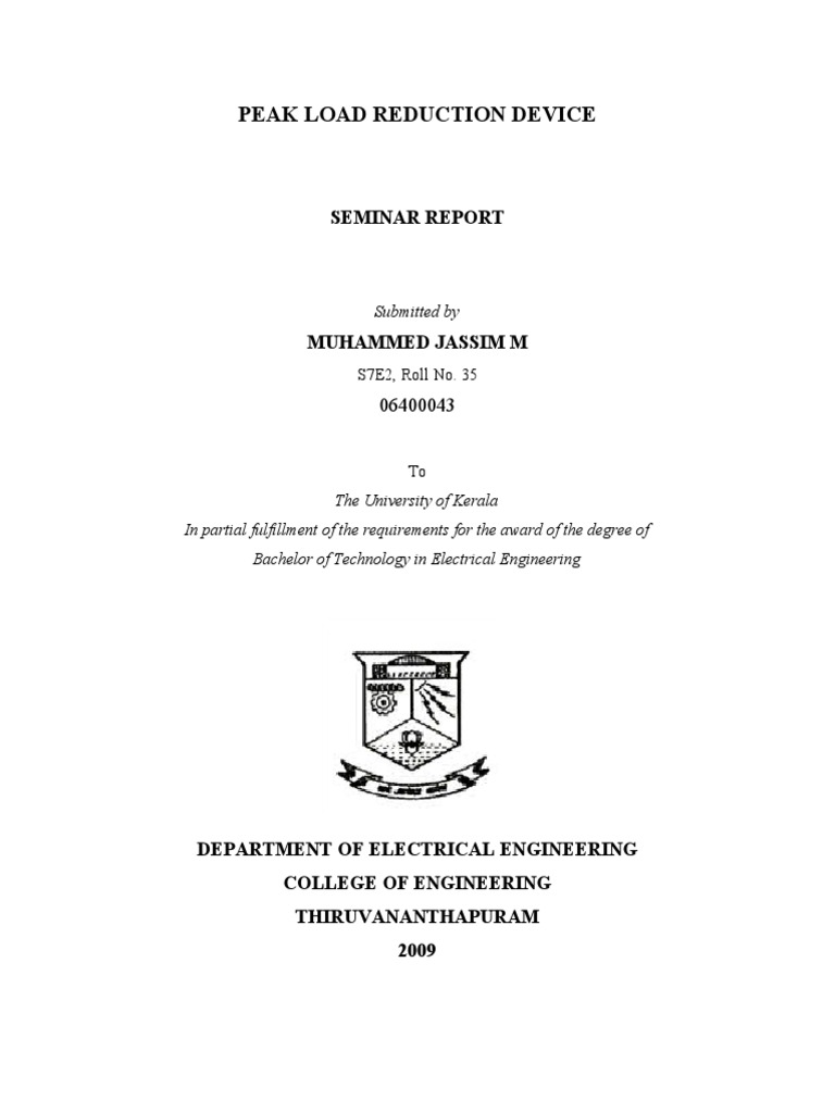 Peak Load Reduction Device | PDF | Power Station | Electricity