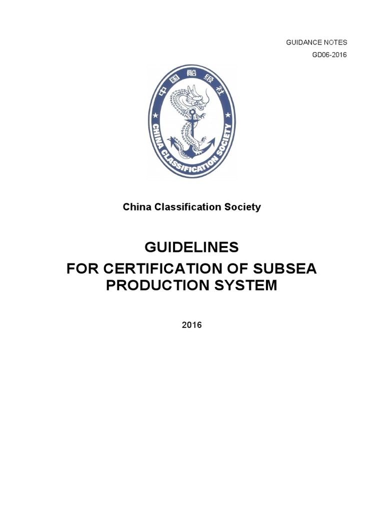 Guidelines For Certification of Subsea Production System PDF | PDF