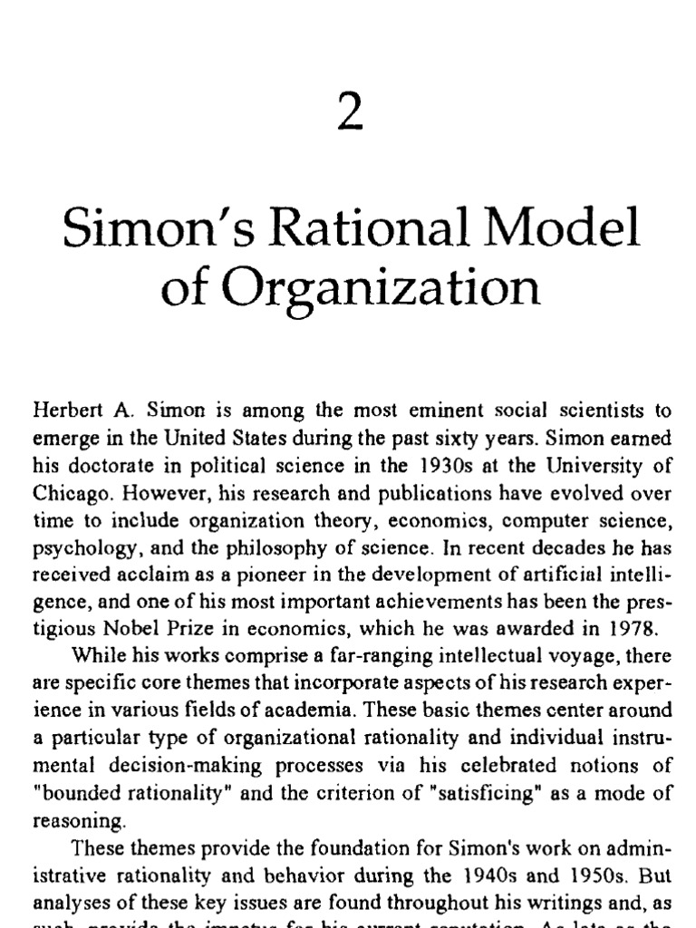 Simon's Rational Model of Organization | PDF | Rationality | Reason