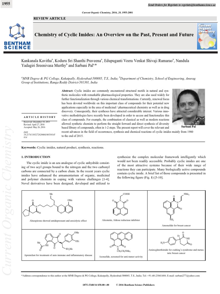 Chemistry of Cyclic Imides: An Overview On The Past, Present and Future ...