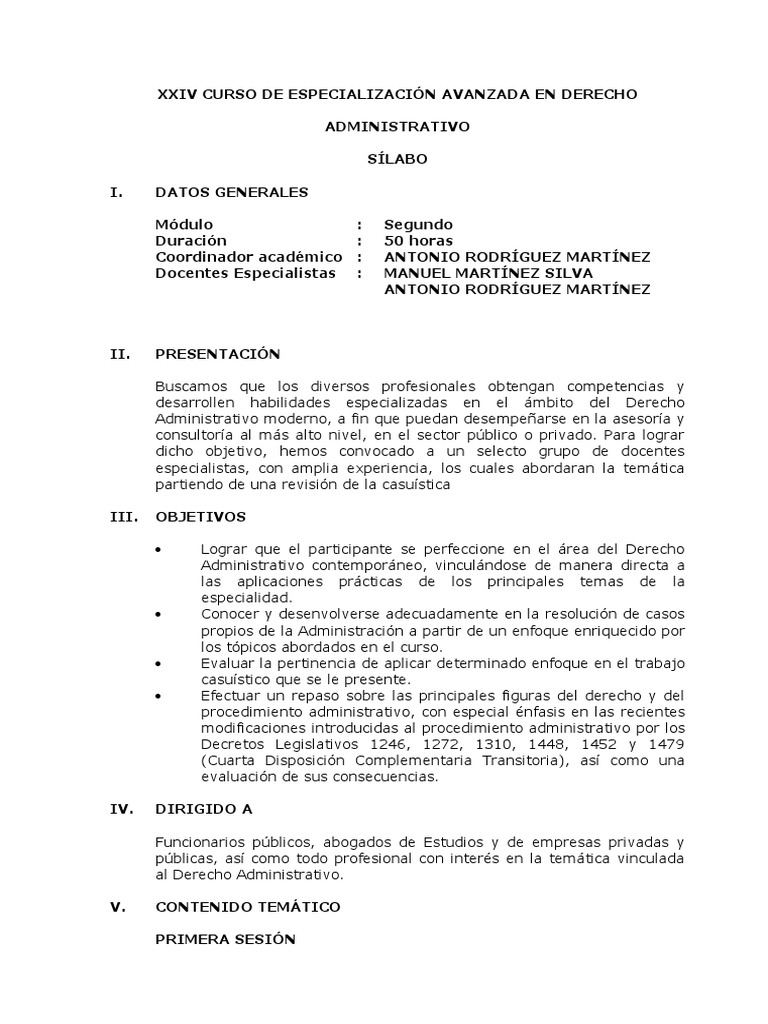 1 SILABO Silabo Modulo 2 - XXIV CEA Der Adm - 2020-1 | PDF | Instituciones sociales | Ciencias ...