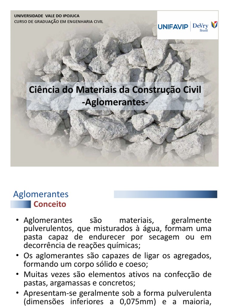 Aula - Aglomerantes - Asfalto e Cal | PDF | Asfalto | Cimento