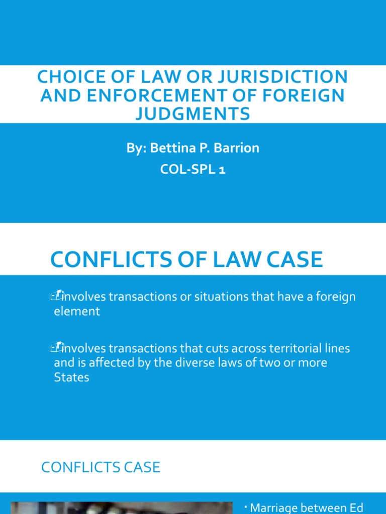 Choice of Law or Jurisdiction and Enforcement of Foreign Judgments | Download Free PDF ...