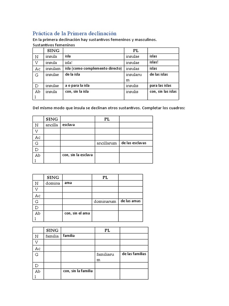 1a y 2a Decl. Latín Masc y Fem | PDF | Morfología | Idiomas