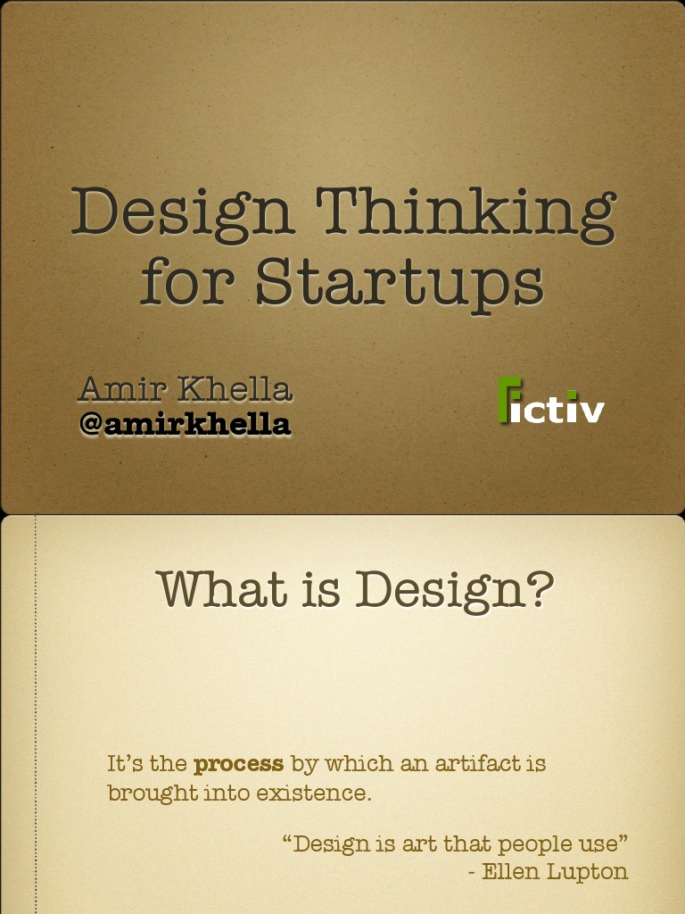 Design Thinking For Startups: Amir Khella | PDF | Design Thinking | Design