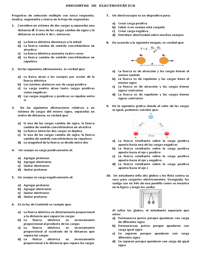 Icfes Electrostatica | PDF | Carga eléctrica | Electrostática