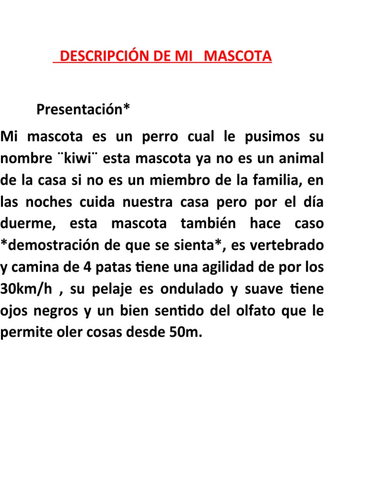 Descripción de Mi Mascota | PDF
