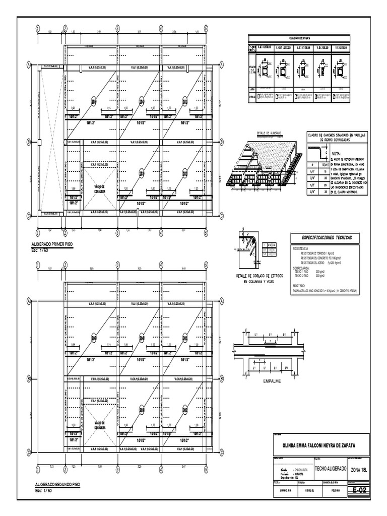 Techo Aligerado Estructura E02-Planos en Lamina | PDF