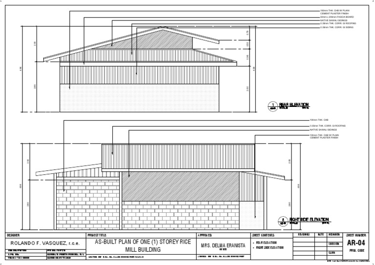As-Built Plan of One (1) Storey Rice Mill Building: Rolando F. Vasquez ...