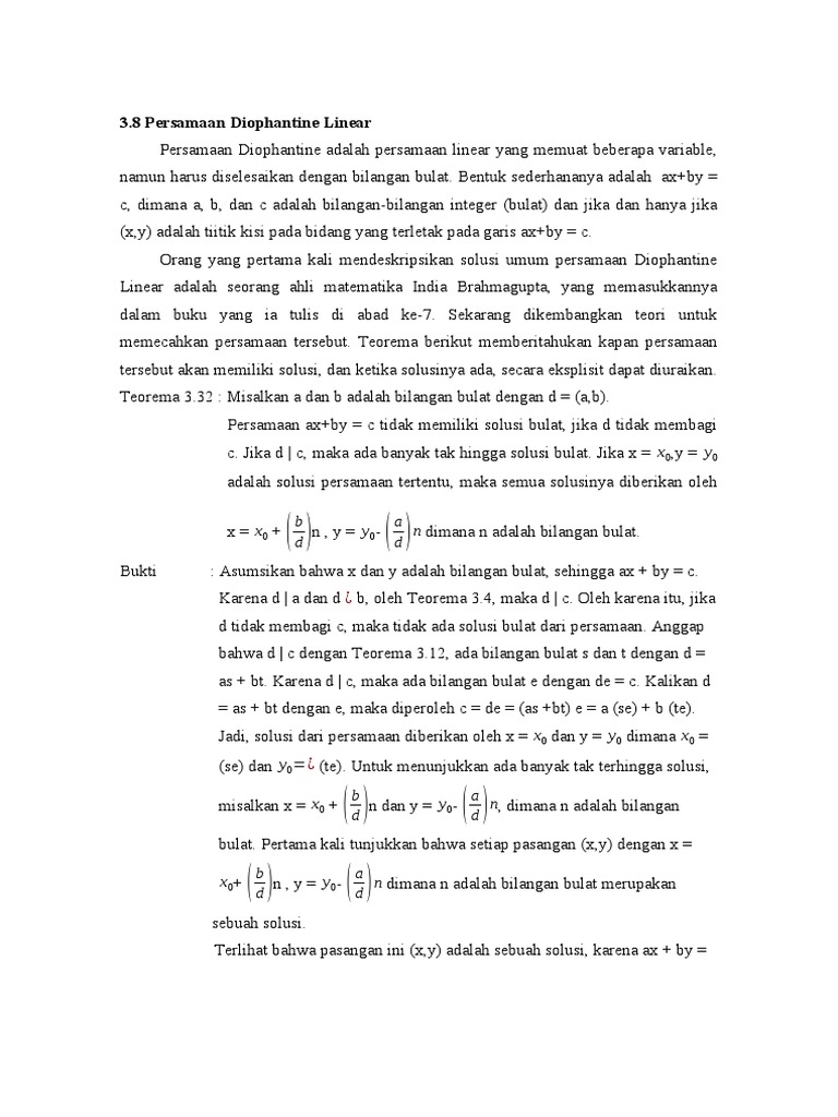 Persamaan Diophantine Linear Pdf