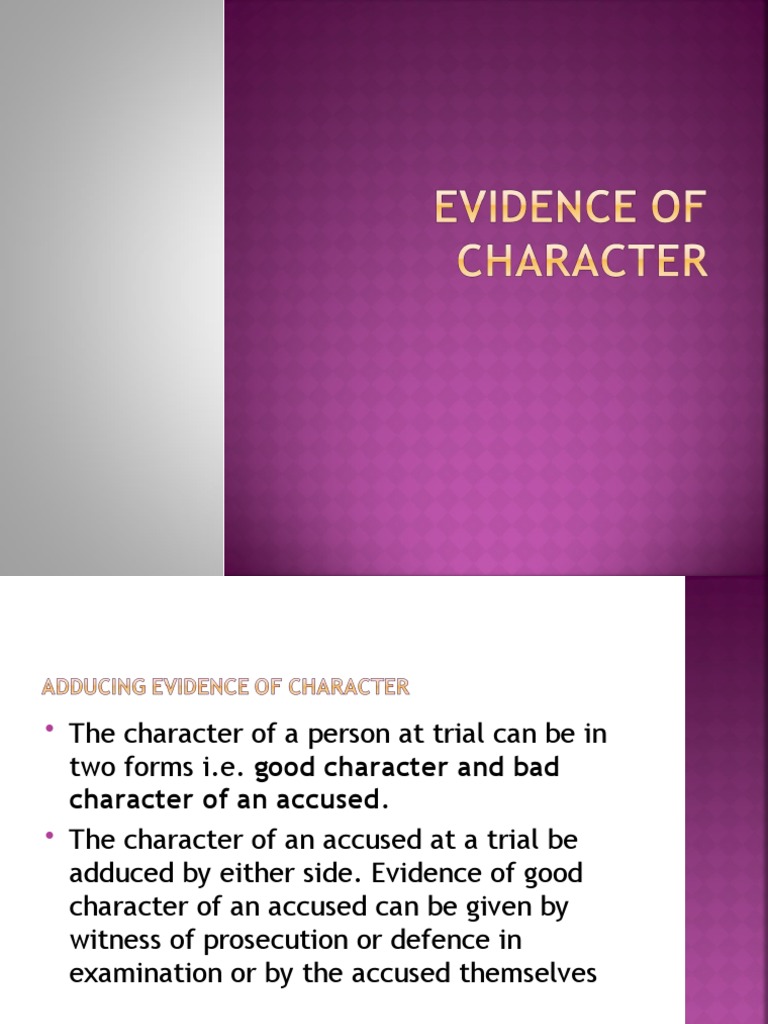 Unit 8 (Evidence of Character) | PDF | Relevance (Law) | Witness