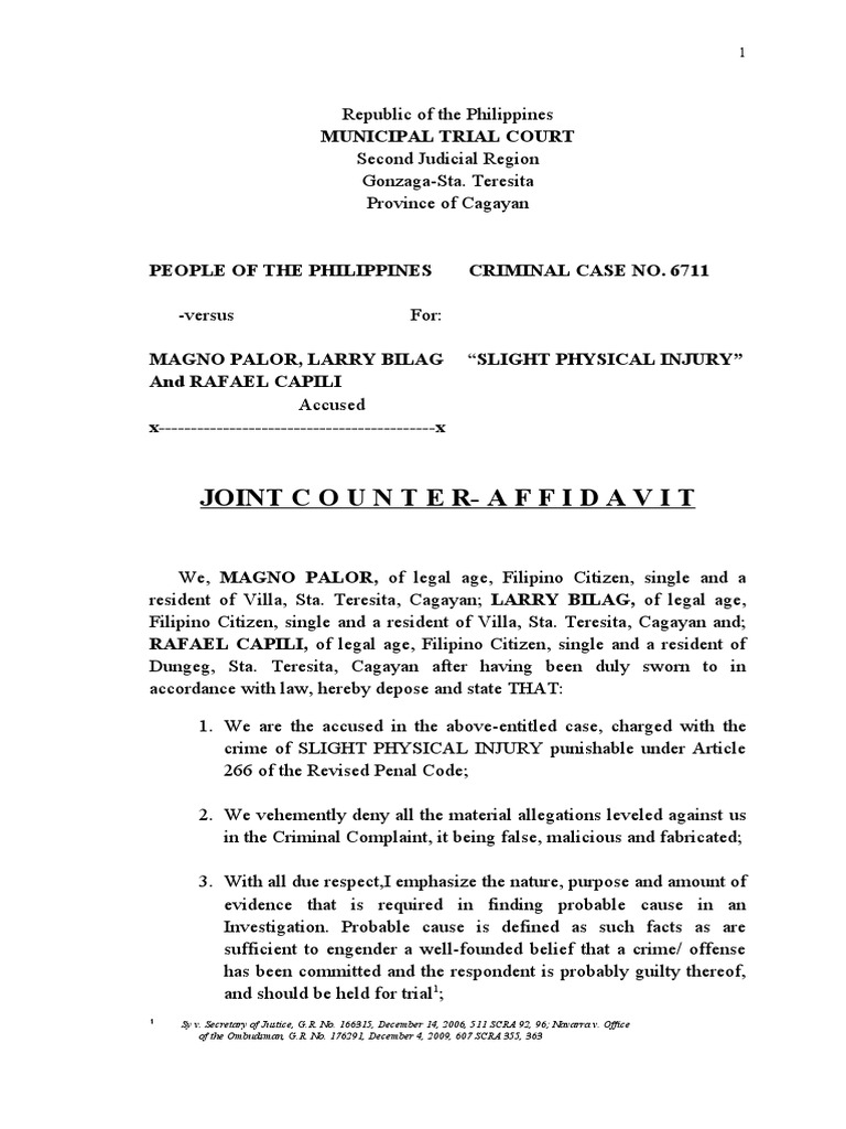 Joint Counter-Affidavit | PDF | Affidavit | Probable Cause