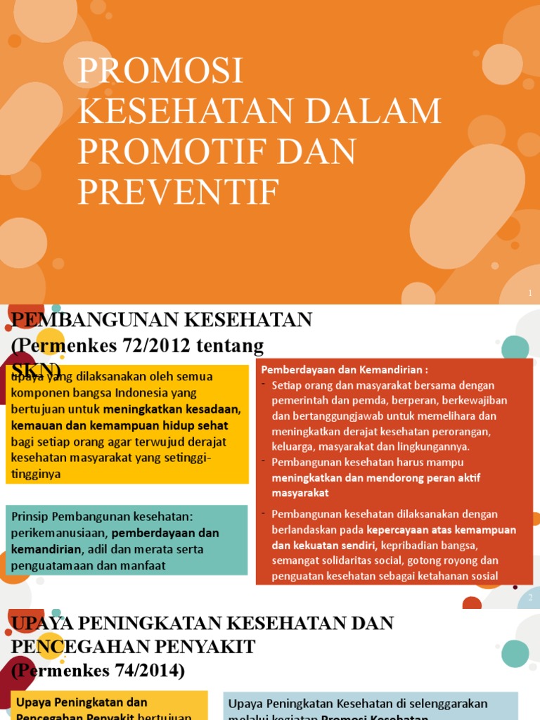 Promosi Kesehatan: Upaya Preventif dan Promotif | PDF