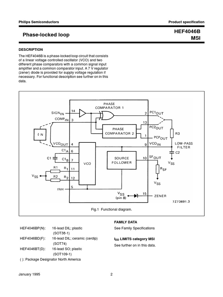 Phase-Locked Loop HEF4046B MSI: Philips Semiconductors Product Specification | PDF