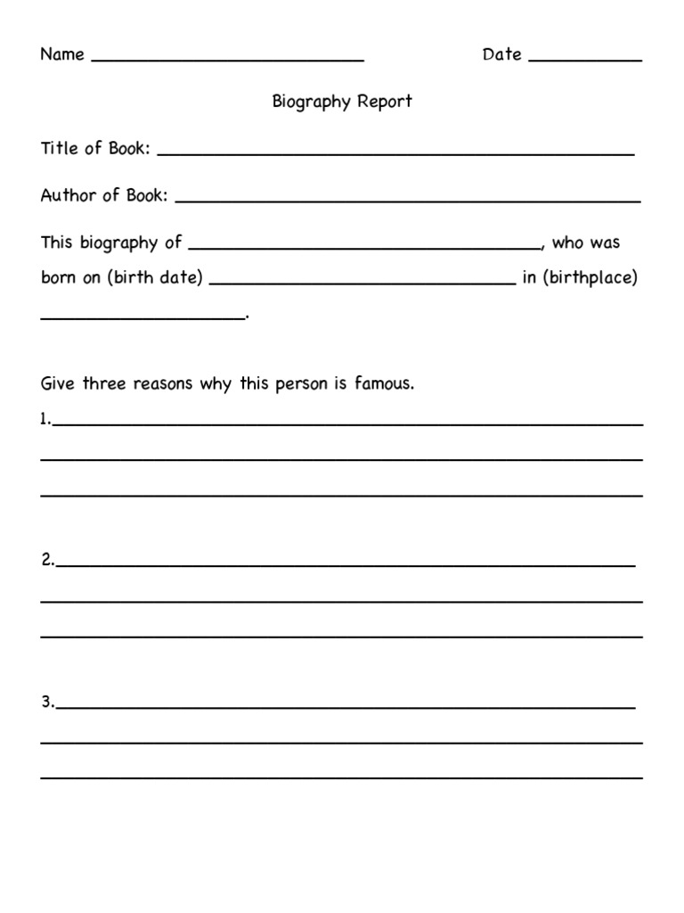 3rd Grade Biography Report Template | PDF