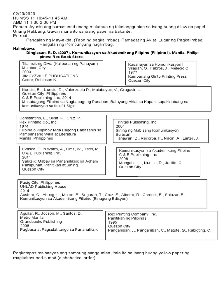 Pagsasaayos NG Talasanggunian | PDF