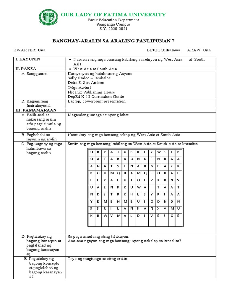 Daily Lesson Plan Ap7 Week 2 | PDF