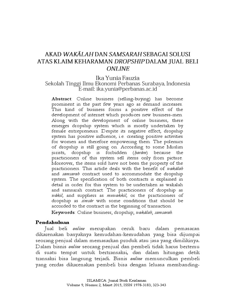 Akad Wakalah Dan Samsarah Sebagai Solusi | PDF