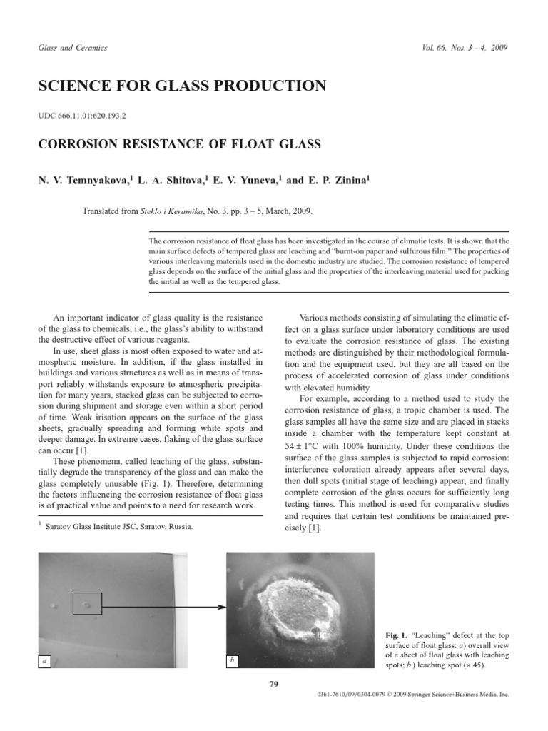 Science For Glass Production: Corrosion Resistance of Float Glass | PDF ...