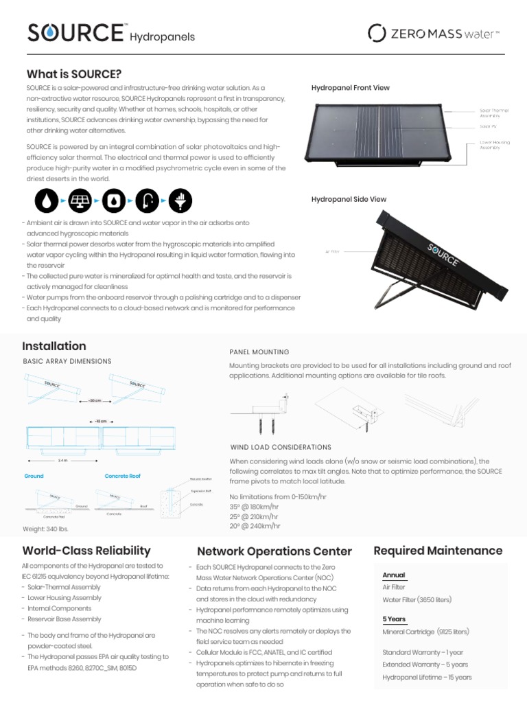 Technical 1-Pager 2018 | PDF | Solar Energy | Water