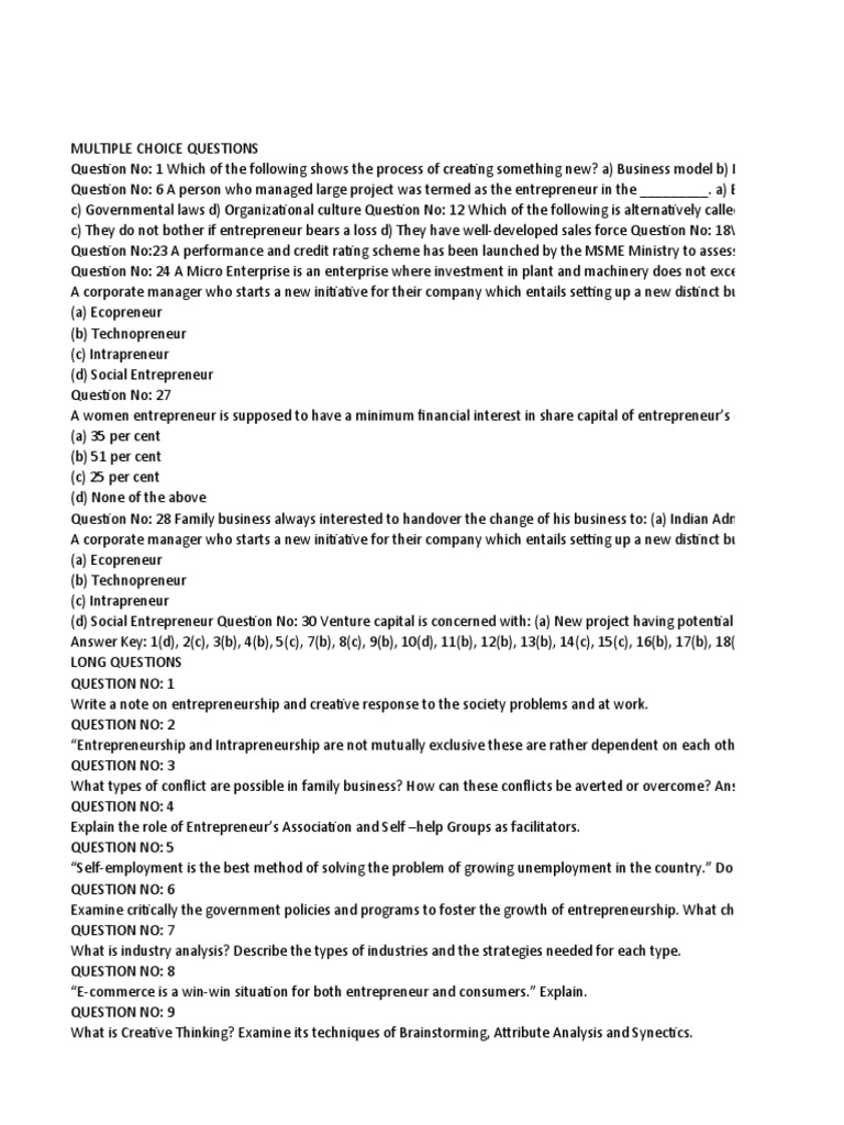 SNVM MCQ | PDF | Entrepreneurship | Economies