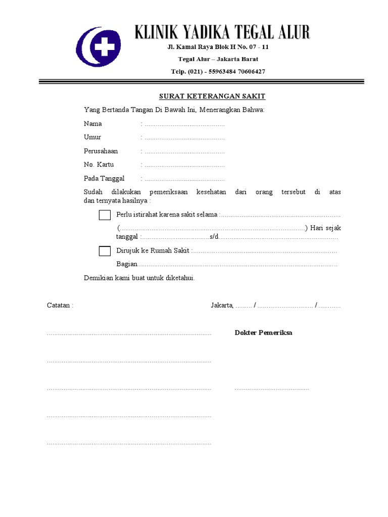 Surat Keterangan Sakit | PDF