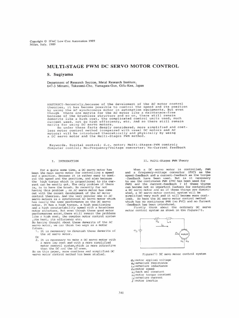 Multi-Stage PWM DC Servo Motor Control: Sugiyama | PDF | Electric Motor ...