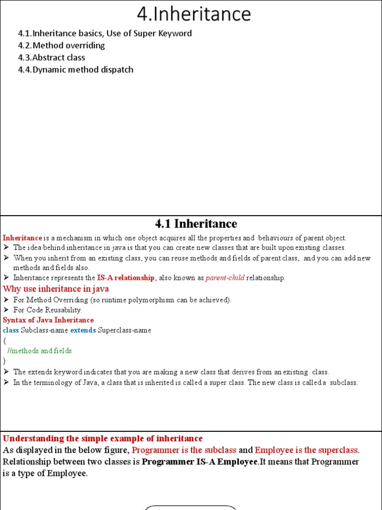 4 Chapter4 PDF | PDF | Inheritance (Object Oriented Programming) | Method (Computer Programming)