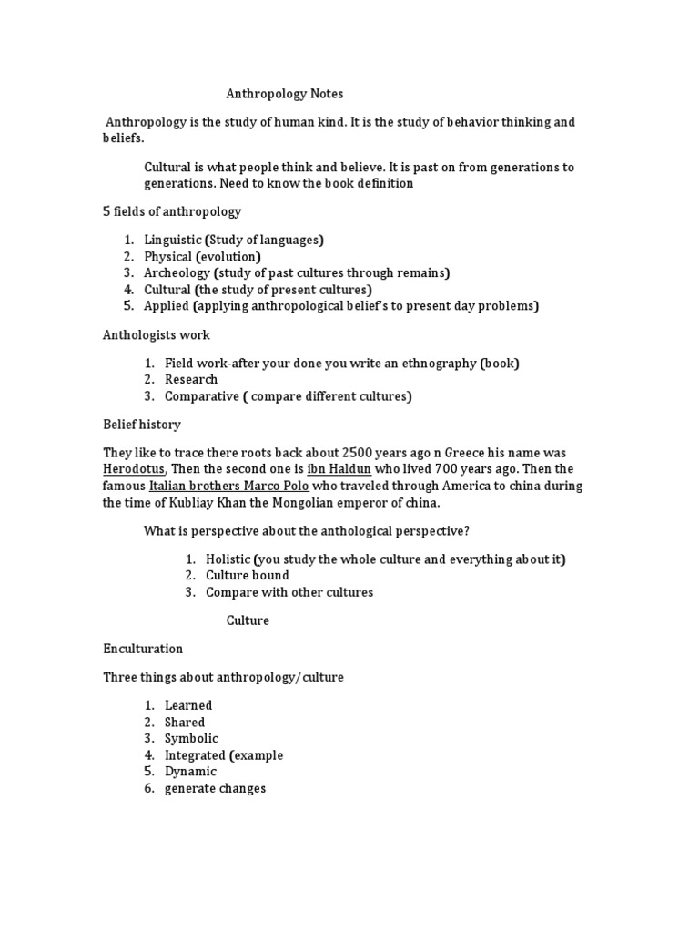 Anthropology Notes | PDF | Anthropology