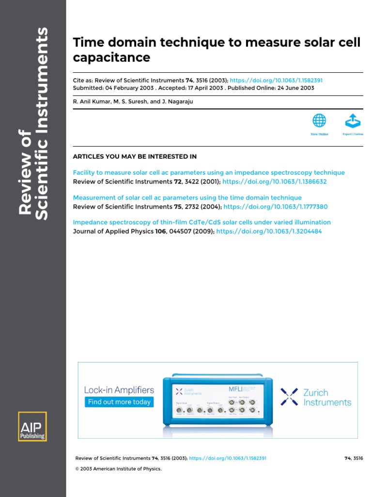 Time Domain Solarcell Capacitance | PDF | Solar Cell | Capacitor