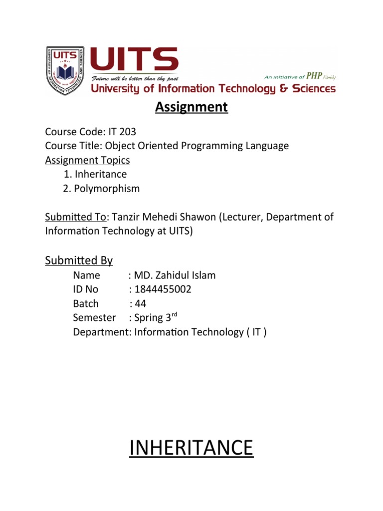 Oop Assignment Pdf Inheritance Object Oriented Programming 6224