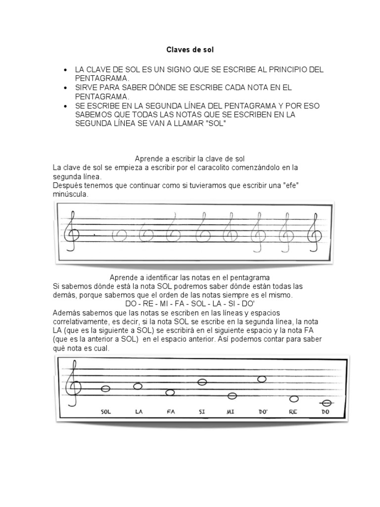 Clave de Sol: Uso y Escritura | PDF | Clave | Teoría musical
