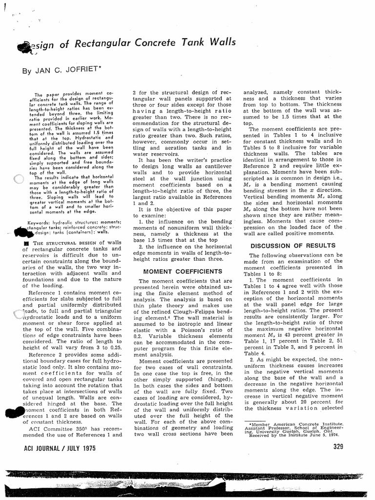 Design of Rectangular Concrete Tank Walls | PDF