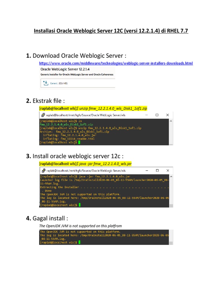 Installasi Oracle Weblogic Server 12c Pdf Java Programming Language Operating System