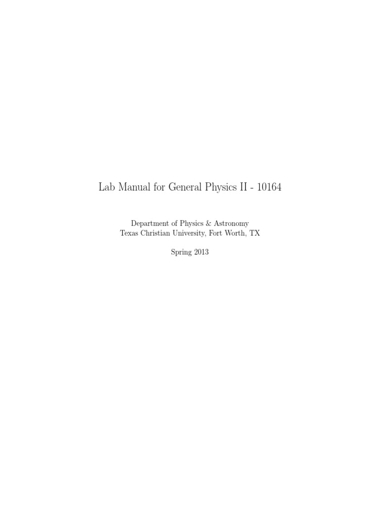 Lab Manual For General Physics II - 10164 | Download Free PDF | Series ...
