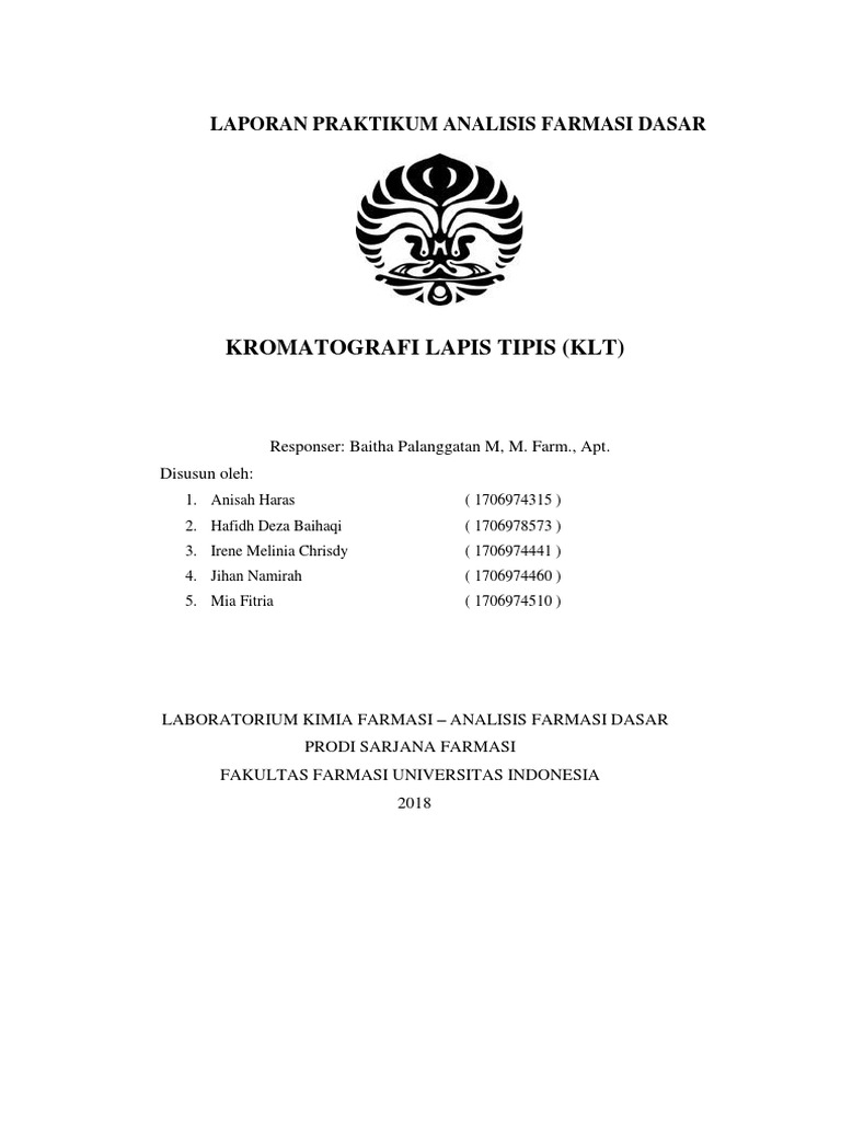 Laporan Praktikum Analisis Farmasi Dasar KLT | PDF