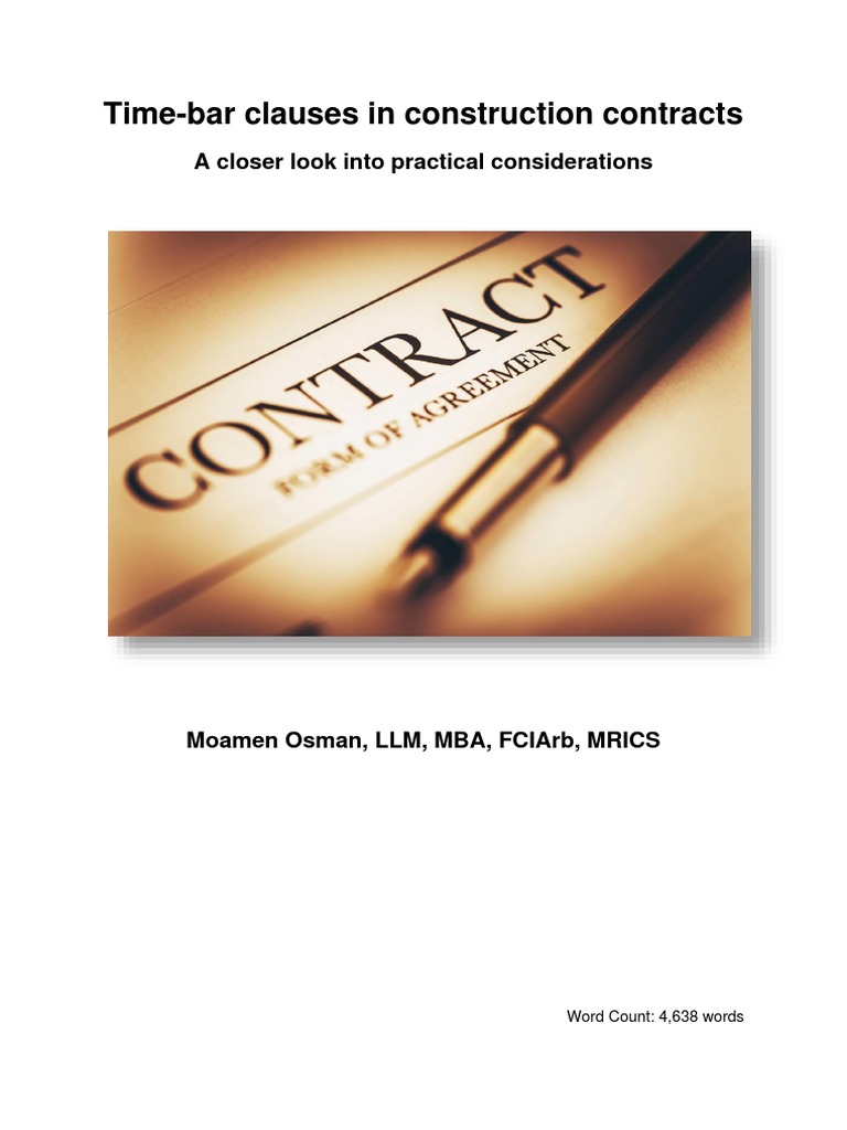 Time-Bar Clauses in Construction Contracts | Download Free PDF ...