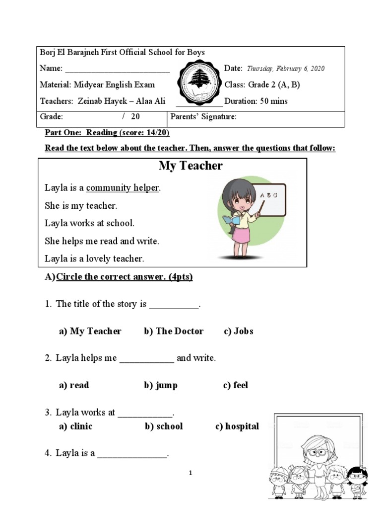 Grade 2 English Midyear Exam Paper | PDF | Language Families ...