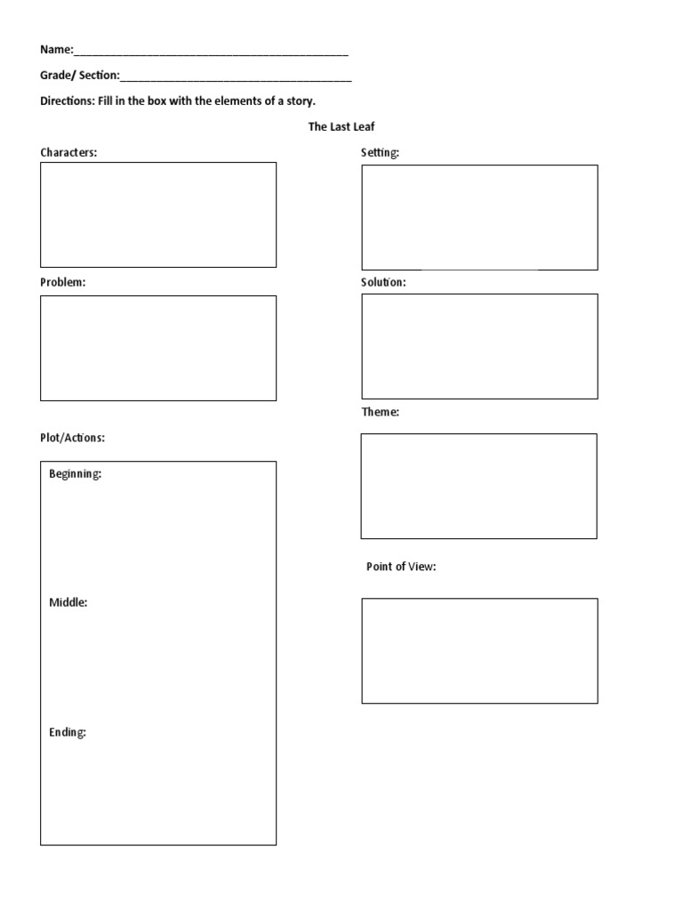 Elements of Story Worksheet | PDF