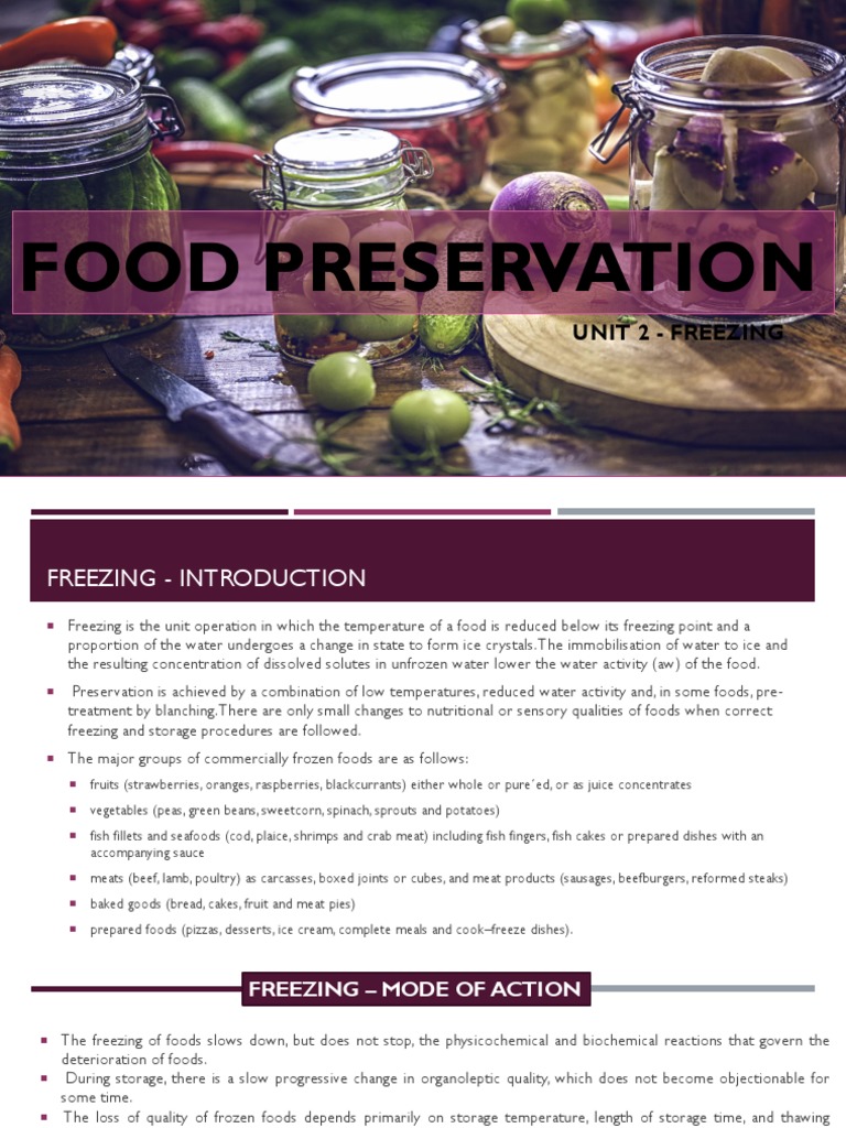 Food Preservation: Unit 2 - Freezing | PDF | Freezing | Crystallization