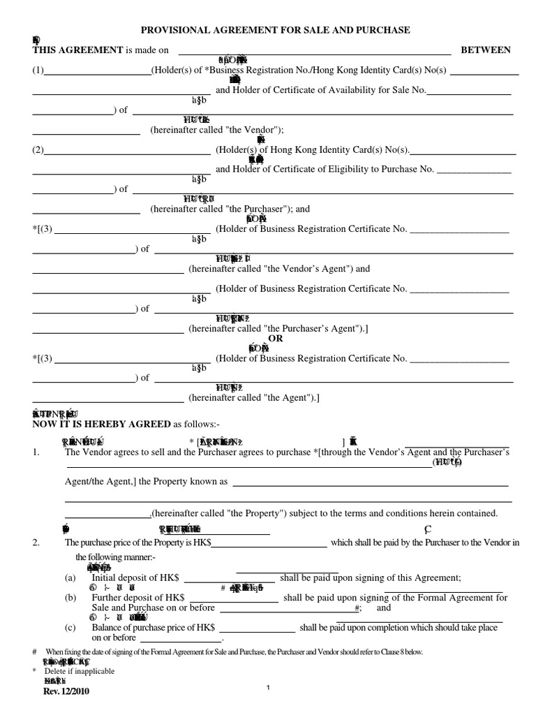 Provisional Agreement For Sale and Purchase This Agreement Is Made On ...