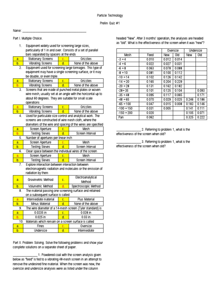 ParTech Quiz 1 | PDF | Chemistry | Physical Sciences