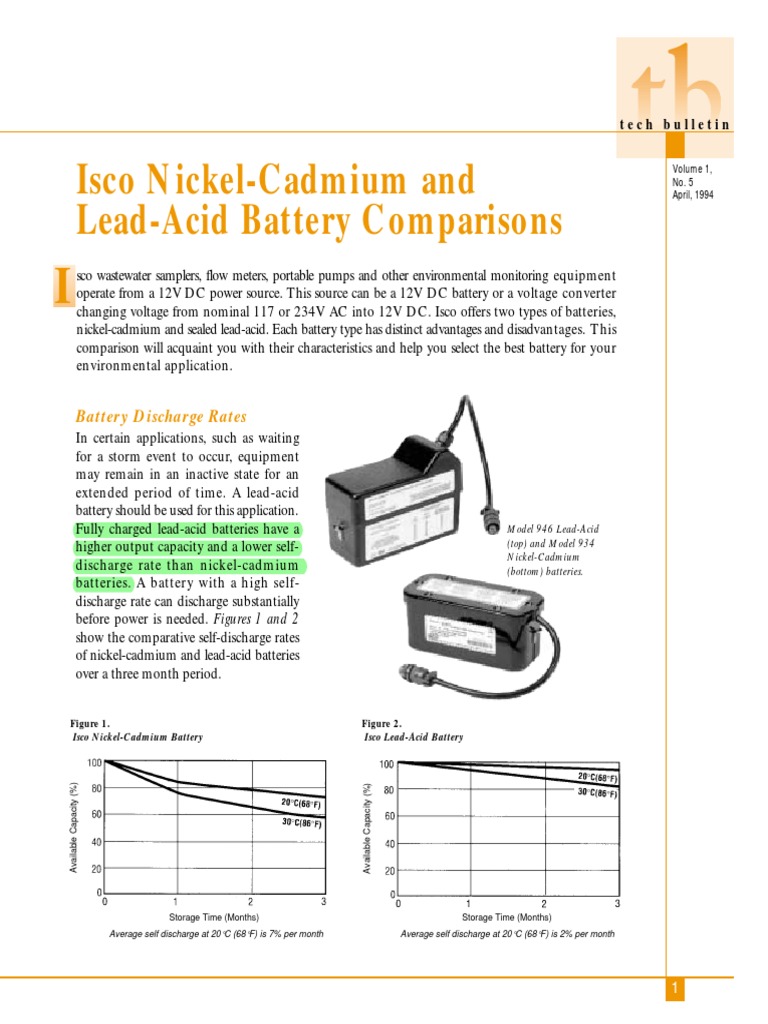 Nicad Vs Lead Acid Batteries | PDF | Rechargeable Battery | Electric Power